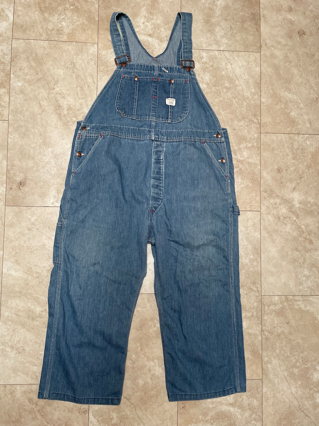 Vintage Big Mac Overalls Blue Denim Actual Size 40 X 24 70's Made in ...