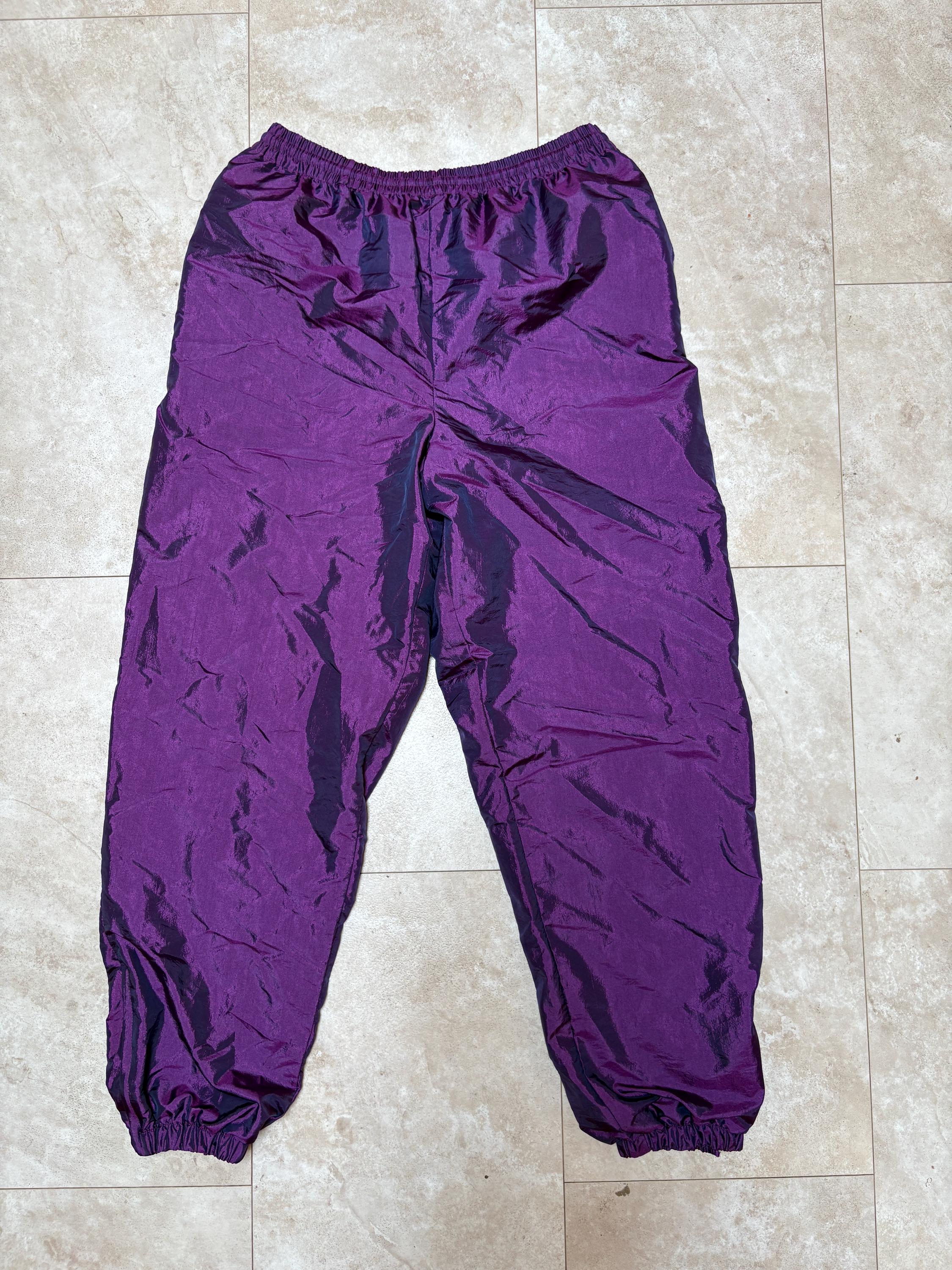 Vintage on Your Mark Pants Purple Shiny Wind Nylon 90's Men's Large - Etsy