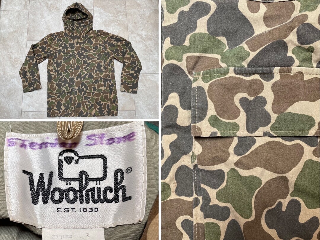 Vintage Woolrich Mountain Parka Jacket Duck Camo Snap Nylon 80s Mens ...