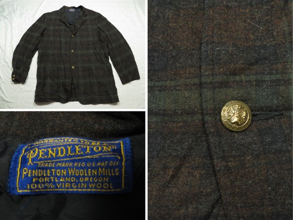 Vintage Pendleton Hunting Jacket Coat Green Brown Plaid Wool - Etsy