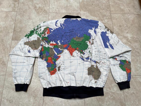Vintage Kuckenbecker Koats World Map Jacket Bomber Pr… - Gem