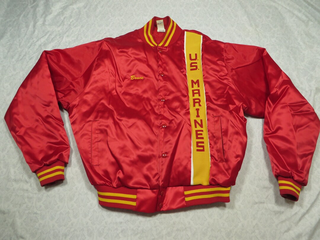 Vintage Marines Soffe Satin Jacket Red Yellow 90’s Men’s XL Made in USA ...