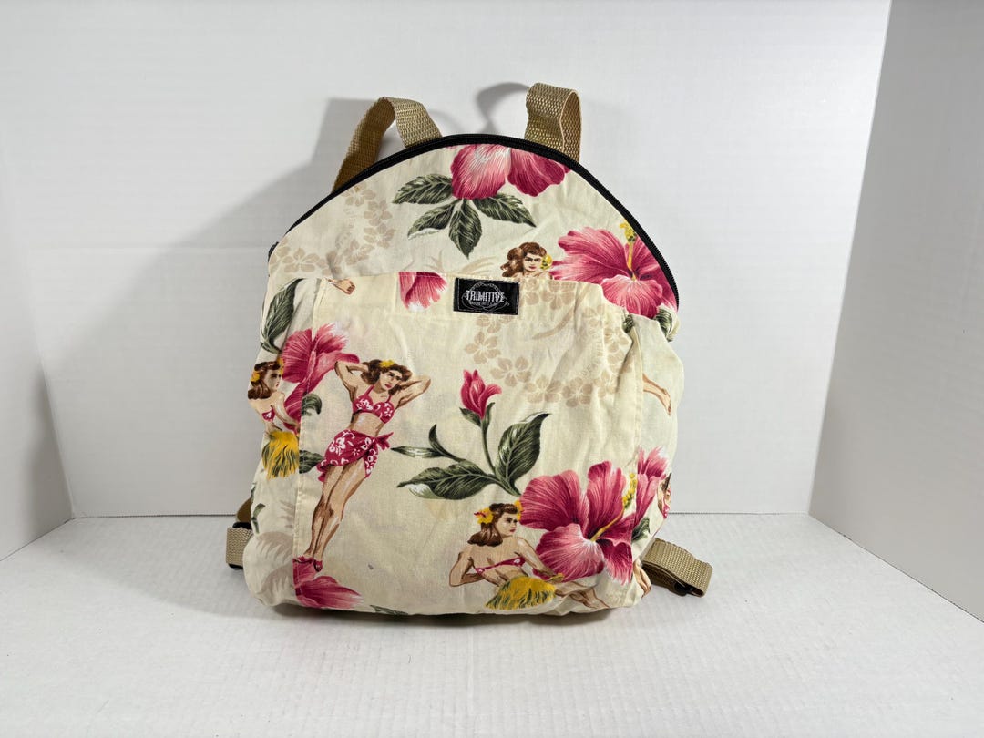 Vintage Gypsy Wings Backpack Small Hawaiian Pinup Print Nap Sack Bag 90 ...