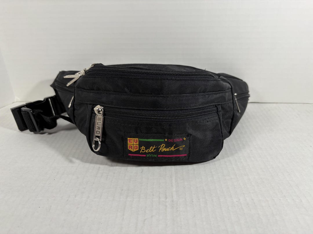 Vintage Euro Belt Pouch Fanny Pack Black Waist Lumbar Bag 90’s - Etsy