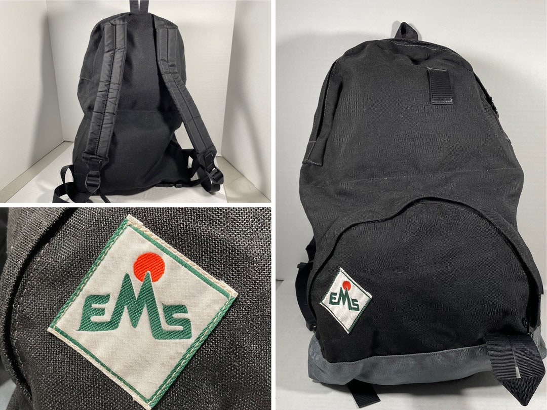 Vintage EMS Backpack 80's Pack Black Eastern Mountain Sports Tear Drop ...