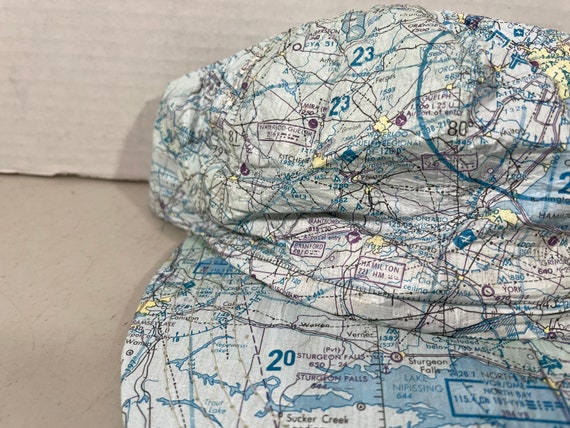 Vintage Tyvek Map Hat White Blue World Print Snapback… - Gem