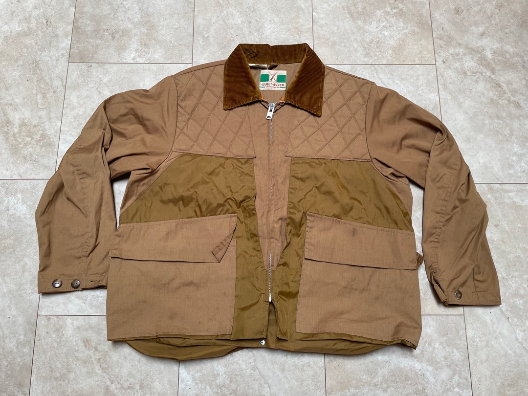 Vintage Game Winner Hunting Jacket: Brown Corduroy Collar, Talon Zipper ...