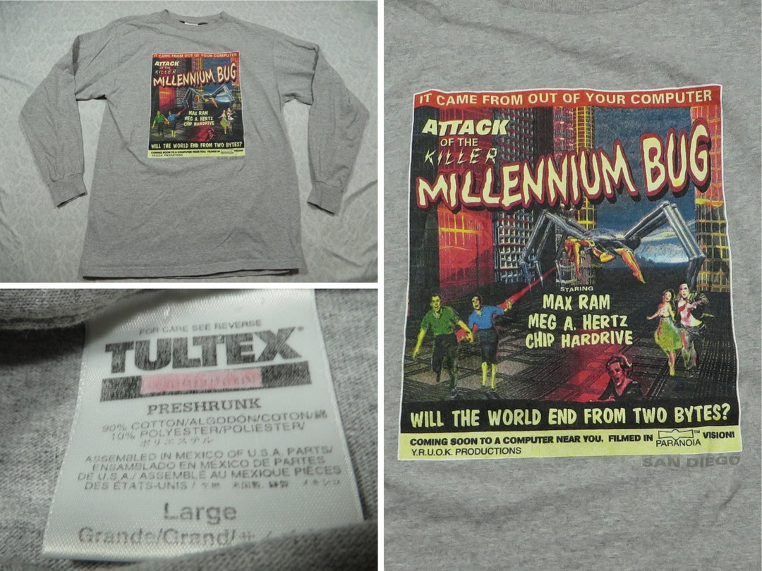 Vintage Y2K Tee Shirt Killer Millenium Bug Movie Poster Tultex Long ...