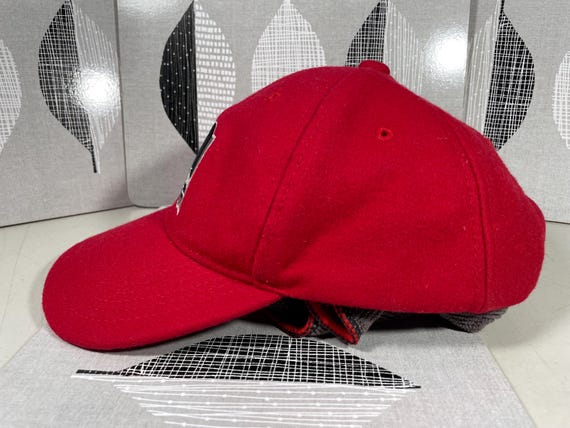 Vintage Mossimo Hat Red Black Logo Strapback Wool Ble… - Gem