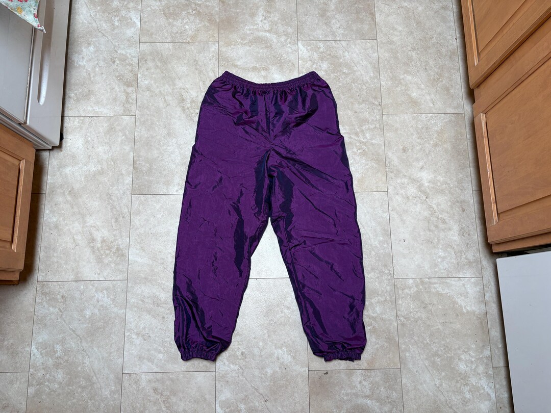 Vintage on Your Mark Pants Purple Shiny Wind Nylon 90's Men's Large - Etsy