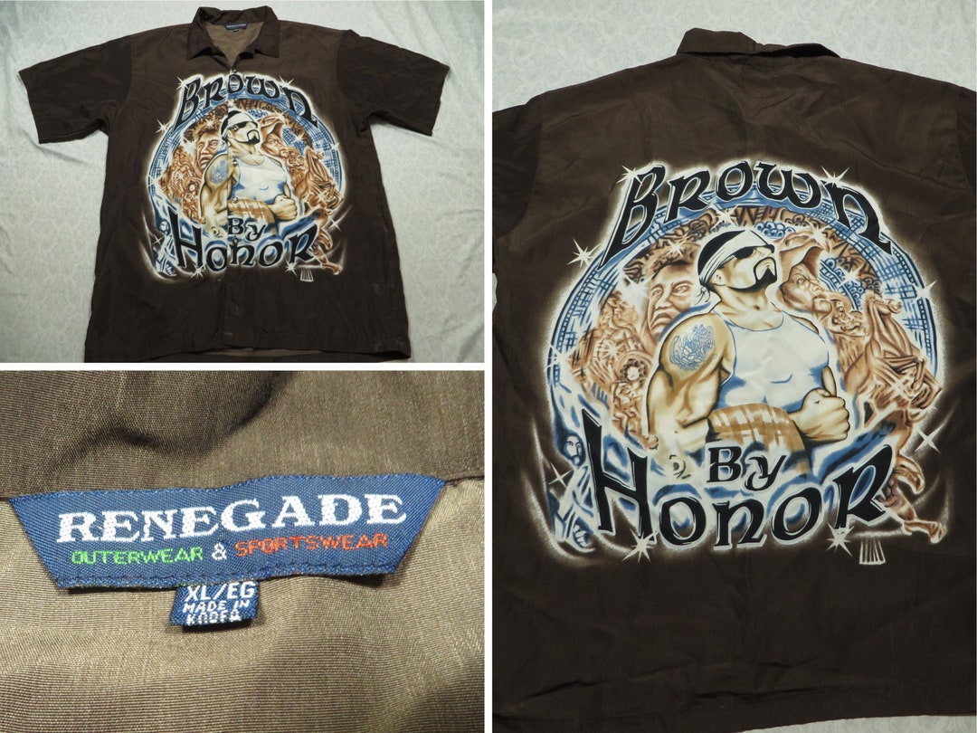 Vintage Cholo Shirt Brown by Honor Mexican Vato Pride Button Down ...