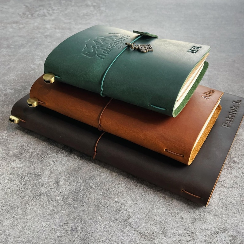 Personalized A5 Leather Journal Notebook, Travel Journal Notebook ...