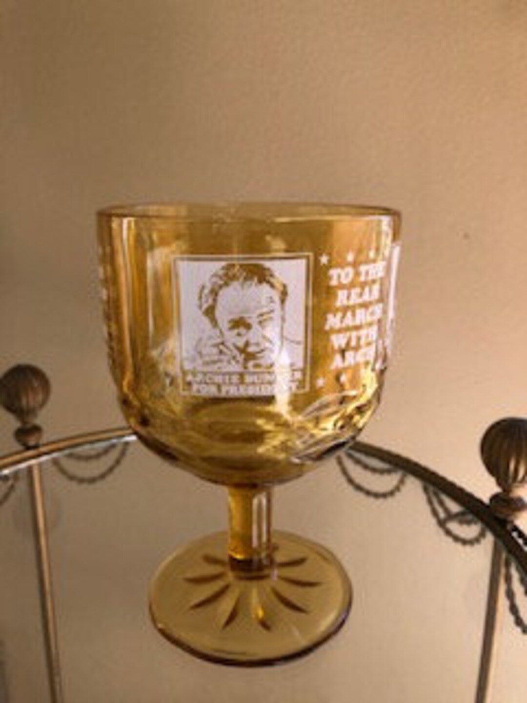 Archie Bunker for President Beverage Amber Goblet 1972 Collectible and ...