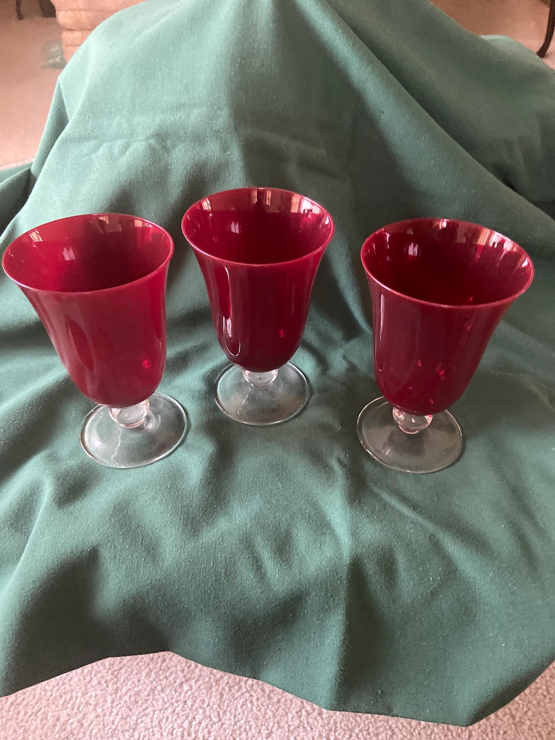 Lenox Ruby Red Wine/water Crystal Goblets Set of 3 Collectible - Etsy