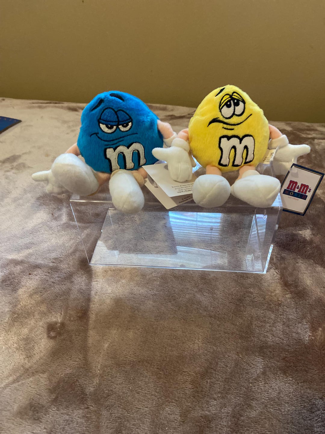 M & M's World Set of 2 Yellow and Blue Beanie 6" Plush Mars 1995 ...