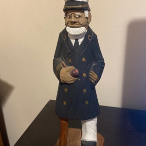 Nautical Folk Art "hand Carved" Sea Captain Hand Painted 12 ...