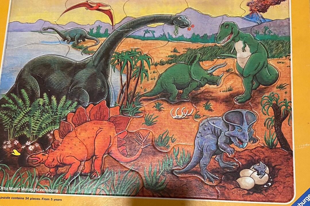 Dino Secret Puzzle Dinosaurs 1987 Educational - Etsy