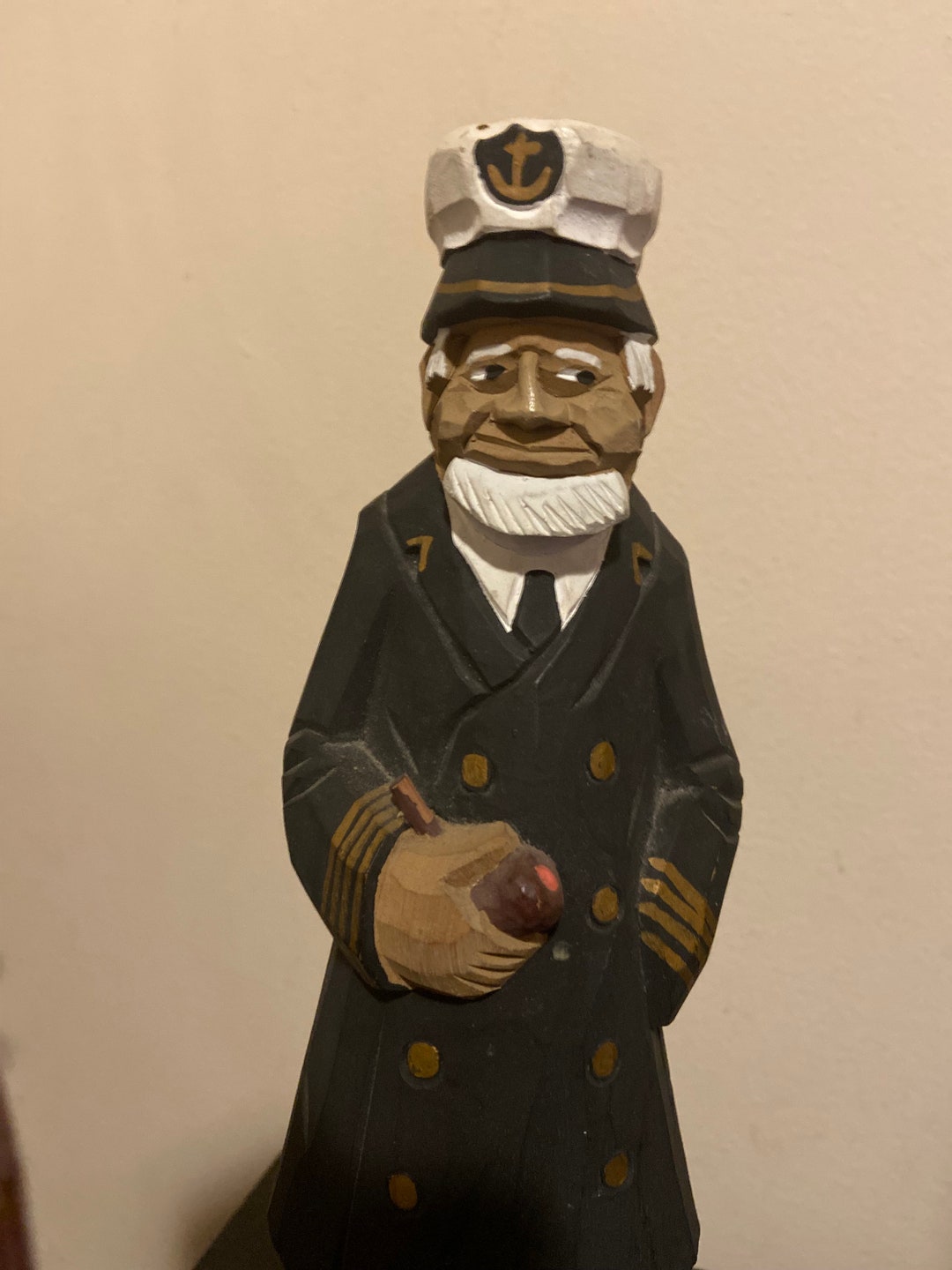 Nautical Folk Art "hand Carved" Sea Captain Hand Painted 12 ...