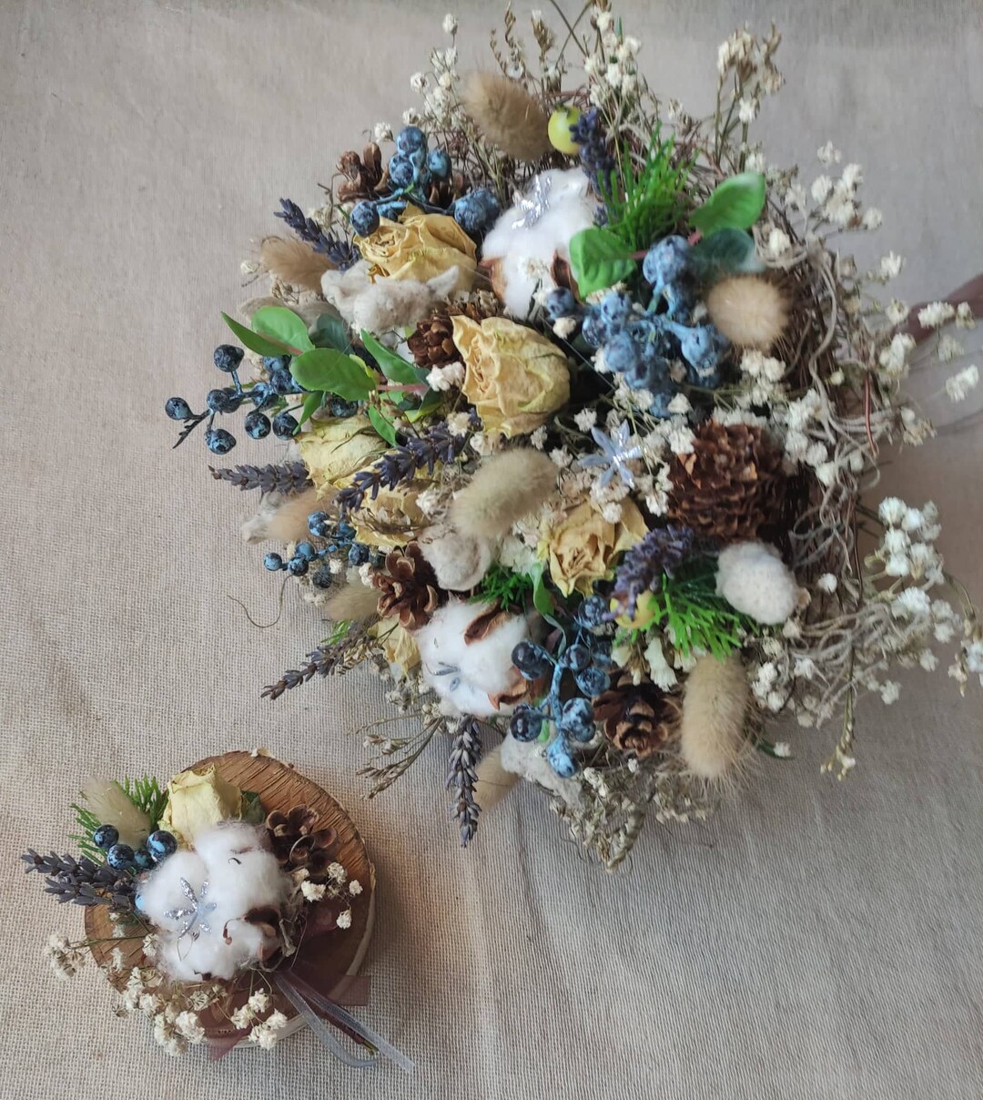 Something Winter Romantic Dried Flower Wedding Bridal Bouquet With ...