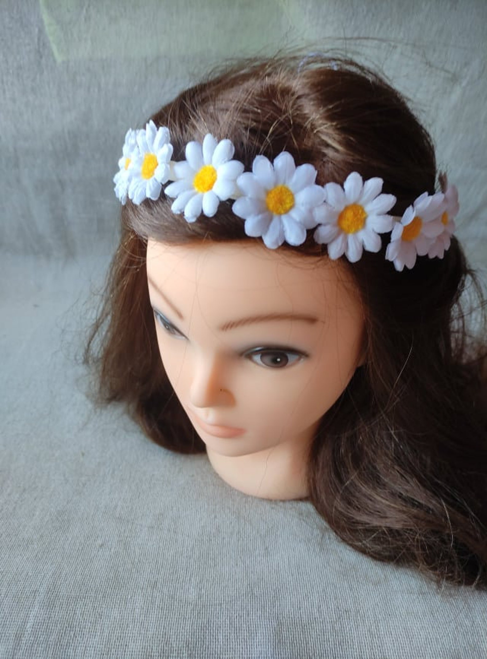White Daisy Hair Crown Bridal Flower Head Piece Summer Festival Wedding ...