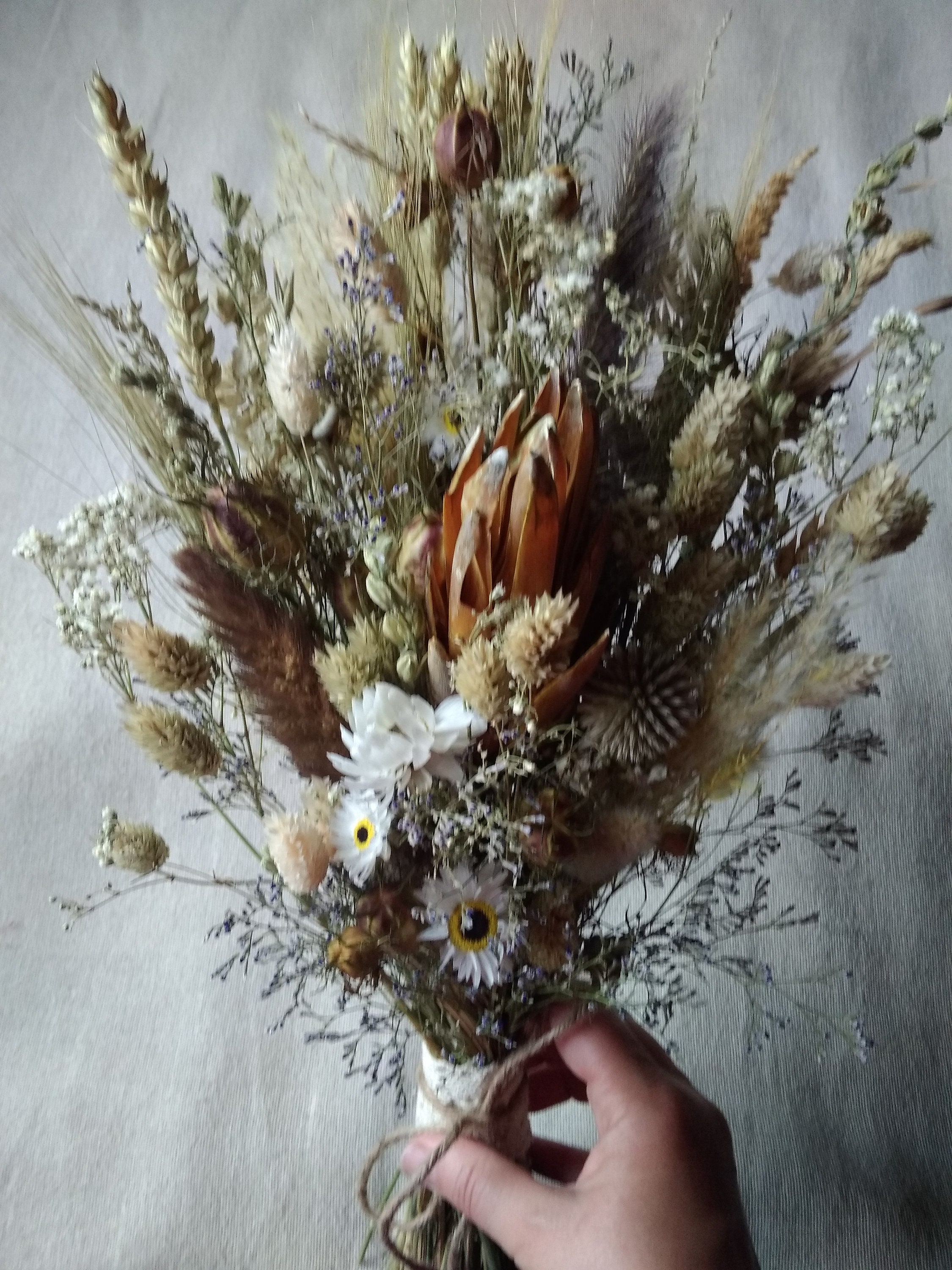 Rustic dried flower earthy grassy wedding brown natural cream | Etsy