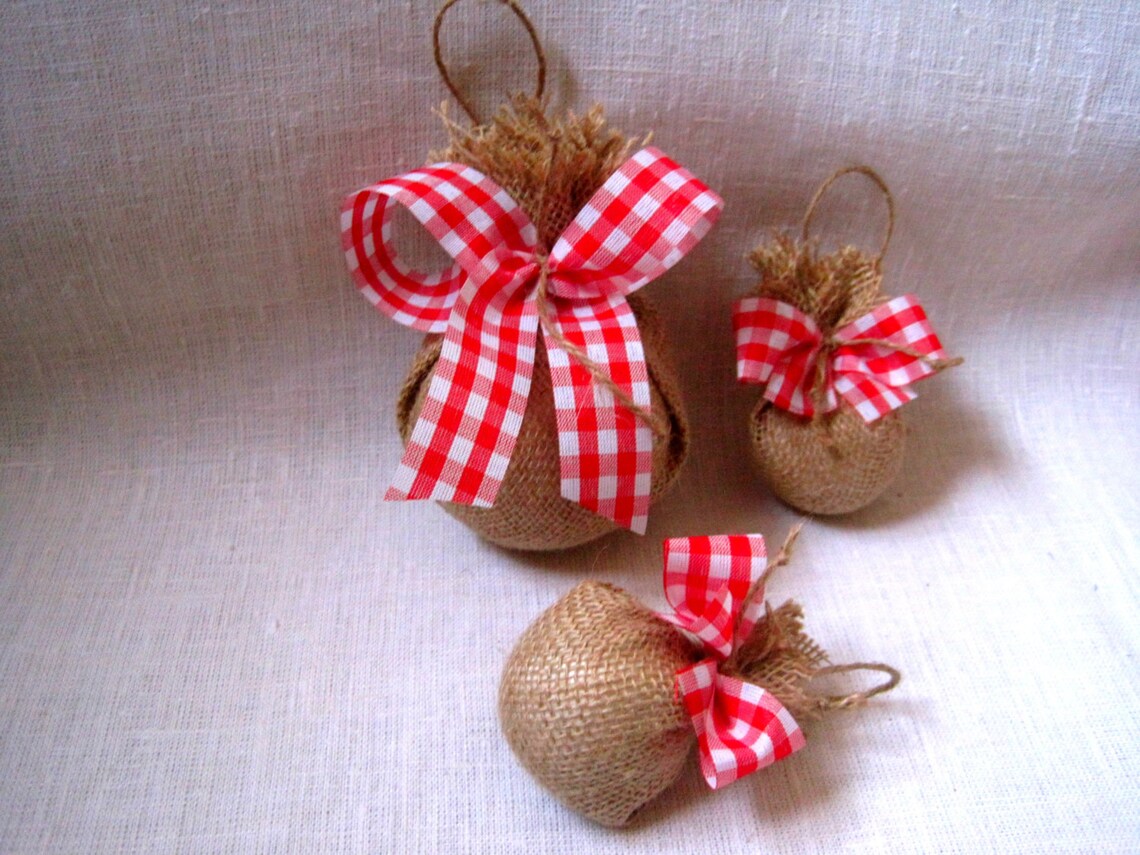 Rustic Burlap Ornaments christmas Tree Ornaments Burlap - Etsy