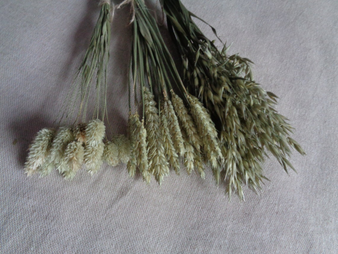 Rustic trio dried wheat and grass bouquet for home decor | Etsy