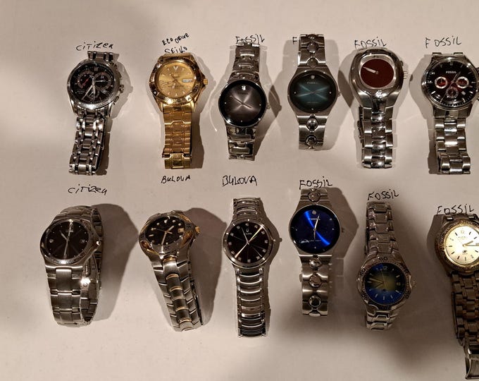 Mens 12 Watch Lot, Quality Watch Lot, Fossil, Seiko, Bulova, Citizen ...