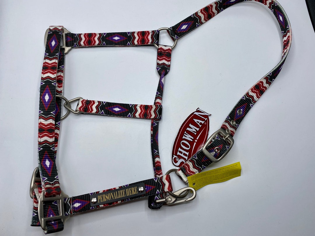Black and Purple Aztecs Designed Horse Halter With Personalized Laser ...