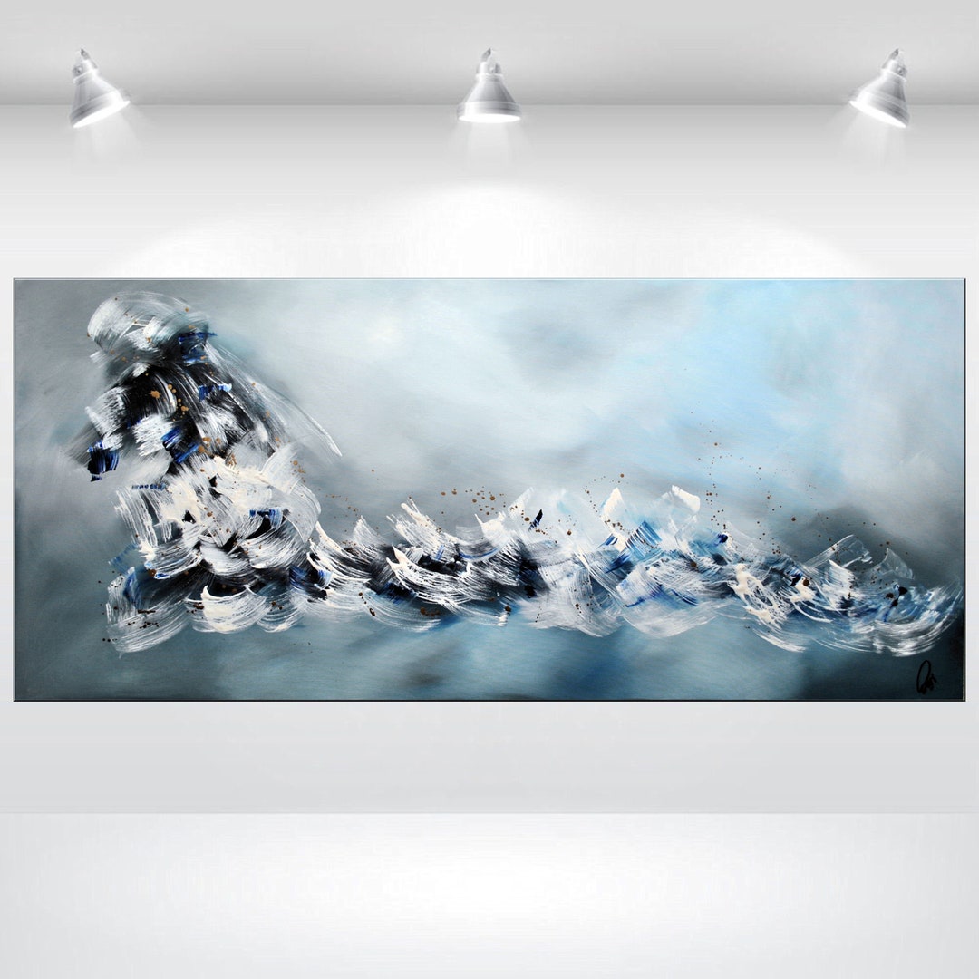 Blue Dreams - Acrylic Abstract Art Painting - Large Canvas Wall Art ...