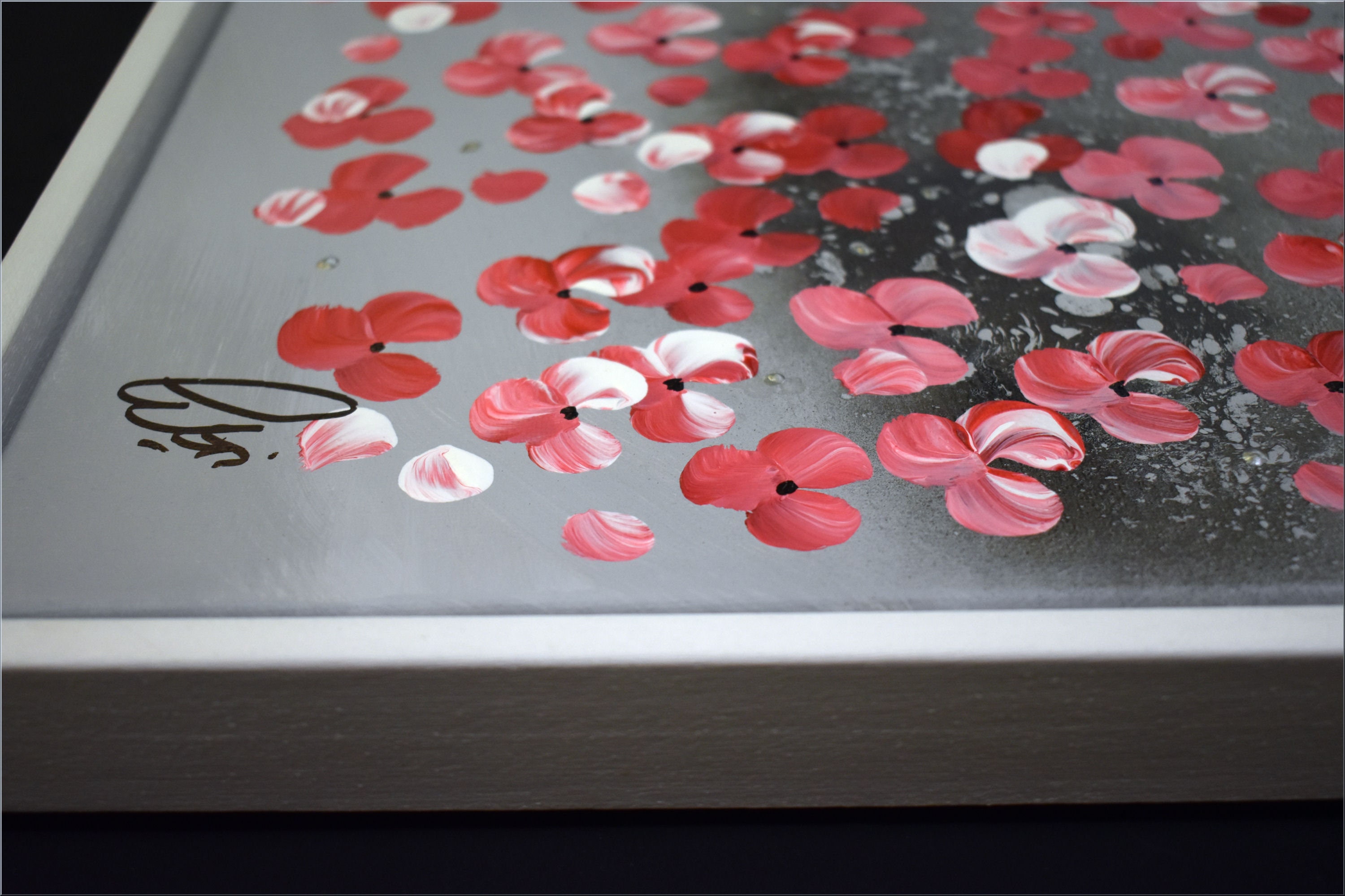 Acrylic Painting Cherry Blossoms Artwork in Frame | Etsy