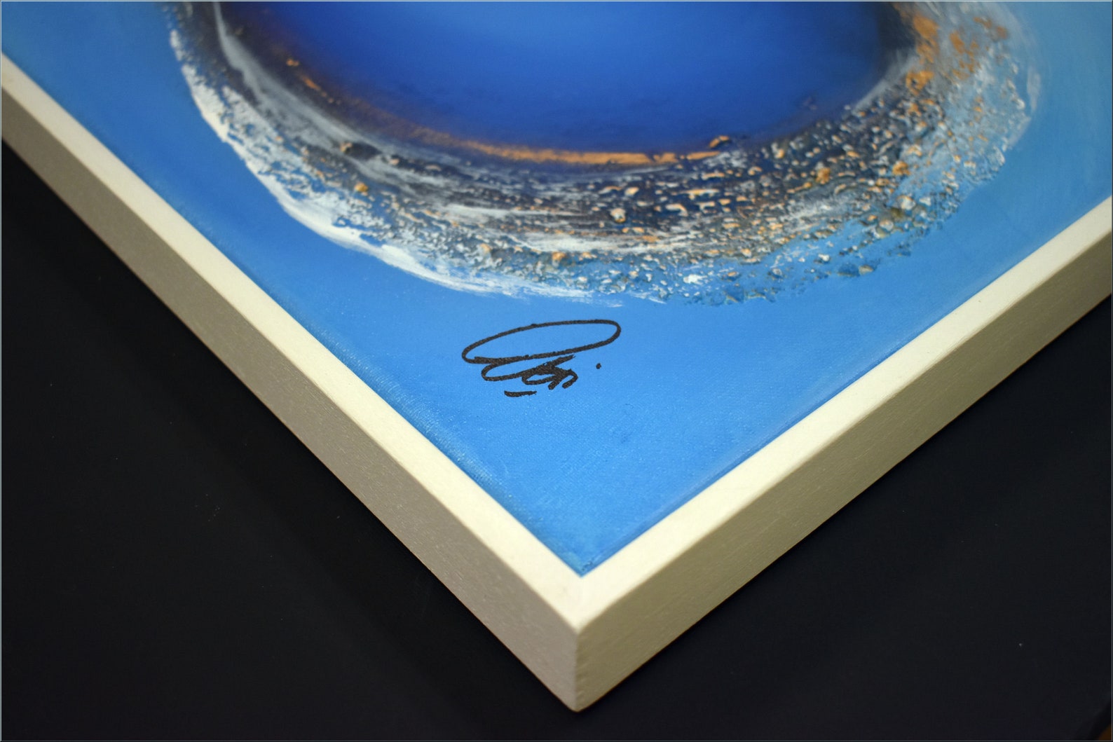 Acrylic Painting Blue Abstract Wall Art in Frame | Etsy