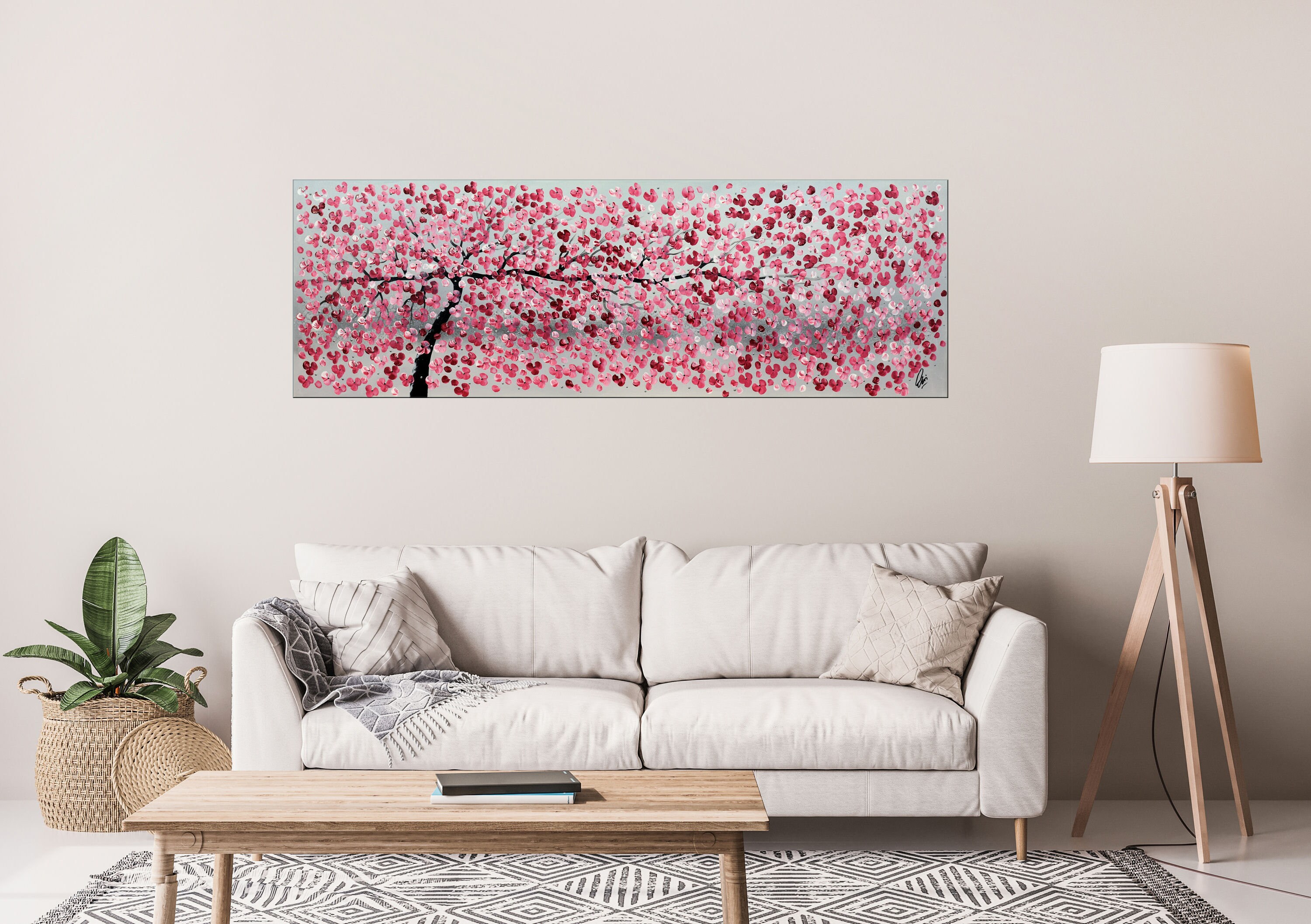 Abstract Acrylic Painting Cherry Blossoms Large Painting | Etsy