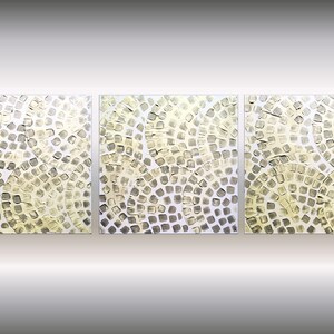 Large Abstract Acrylic Painting, Silver Canvas Wall Art, Minimalist ...