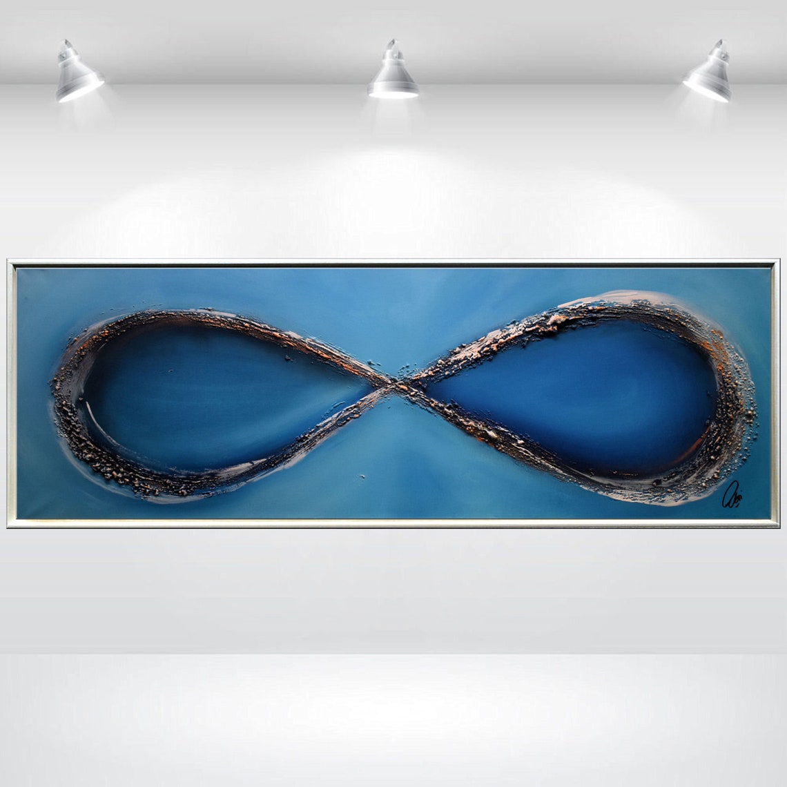 Acrylic Painting Blue Abstract Wall Art in Frame | Etsy