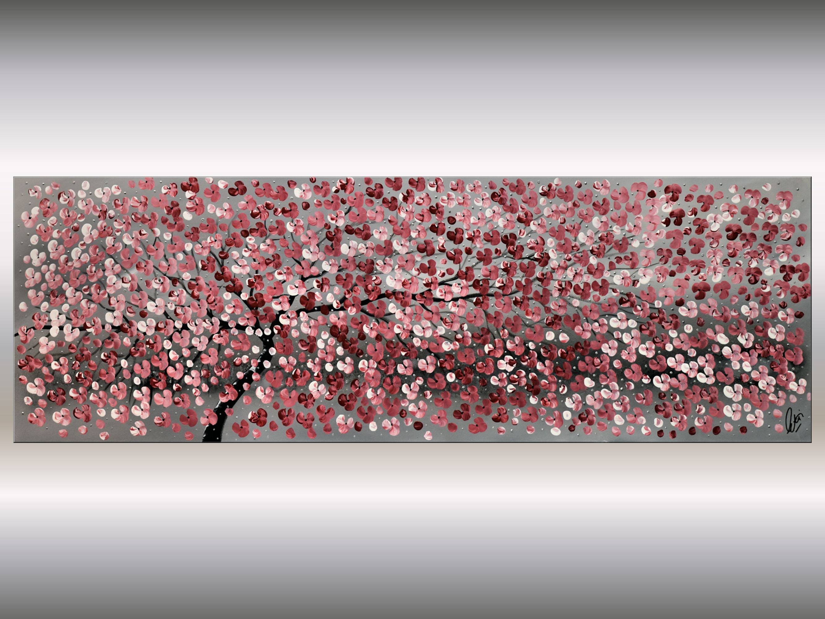 Abstract Acrylic Painting Cherry Blossoms Large Painting | Etsy