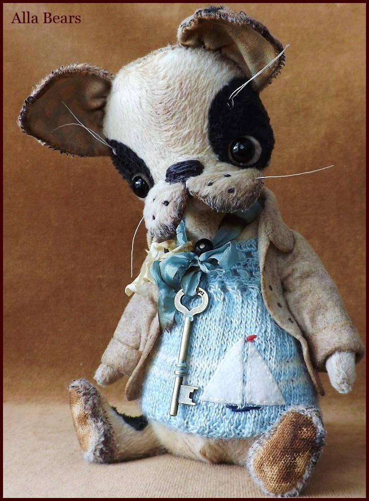 Alla Bears Original Artist OOAK Boston Terrier Bulldog Vintage Puppy ...