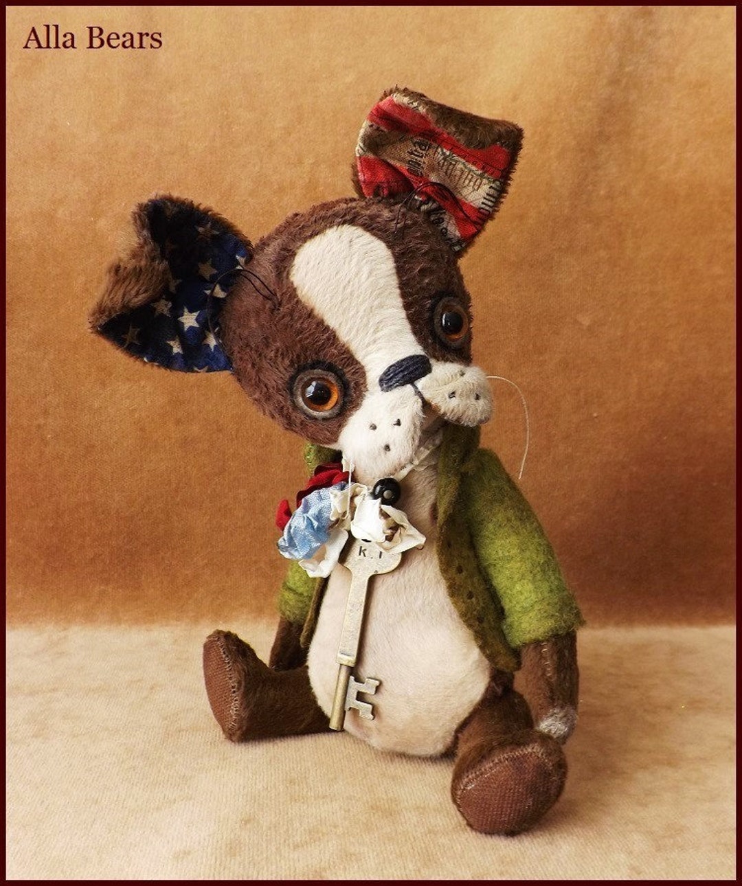 New Alla Bears Artist Original Vintage Puppy Dog Boston Terrier Bulldog ...