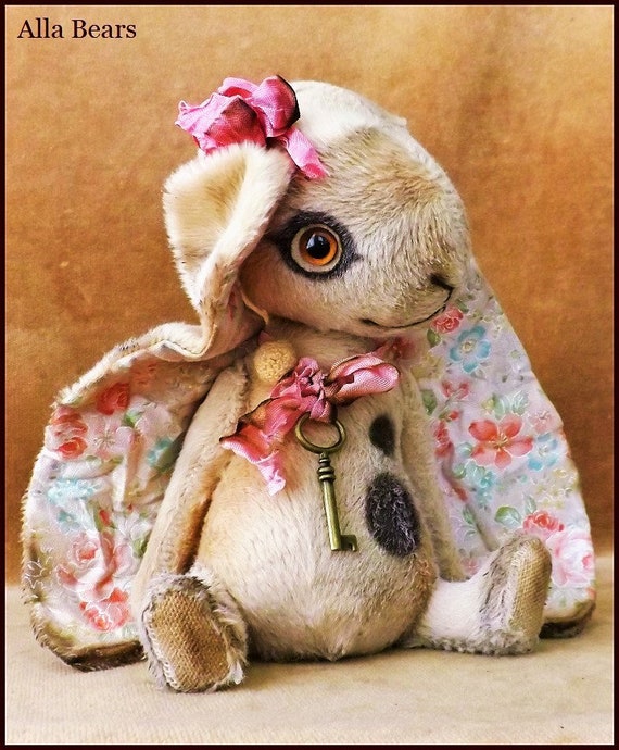 By Alla Bears Original Artist Bunny Rabbit Textile Doll Vintage Antique Baby Handmade Home Office Decor Sweet Birthday Shower Girl Gift Etsy UK