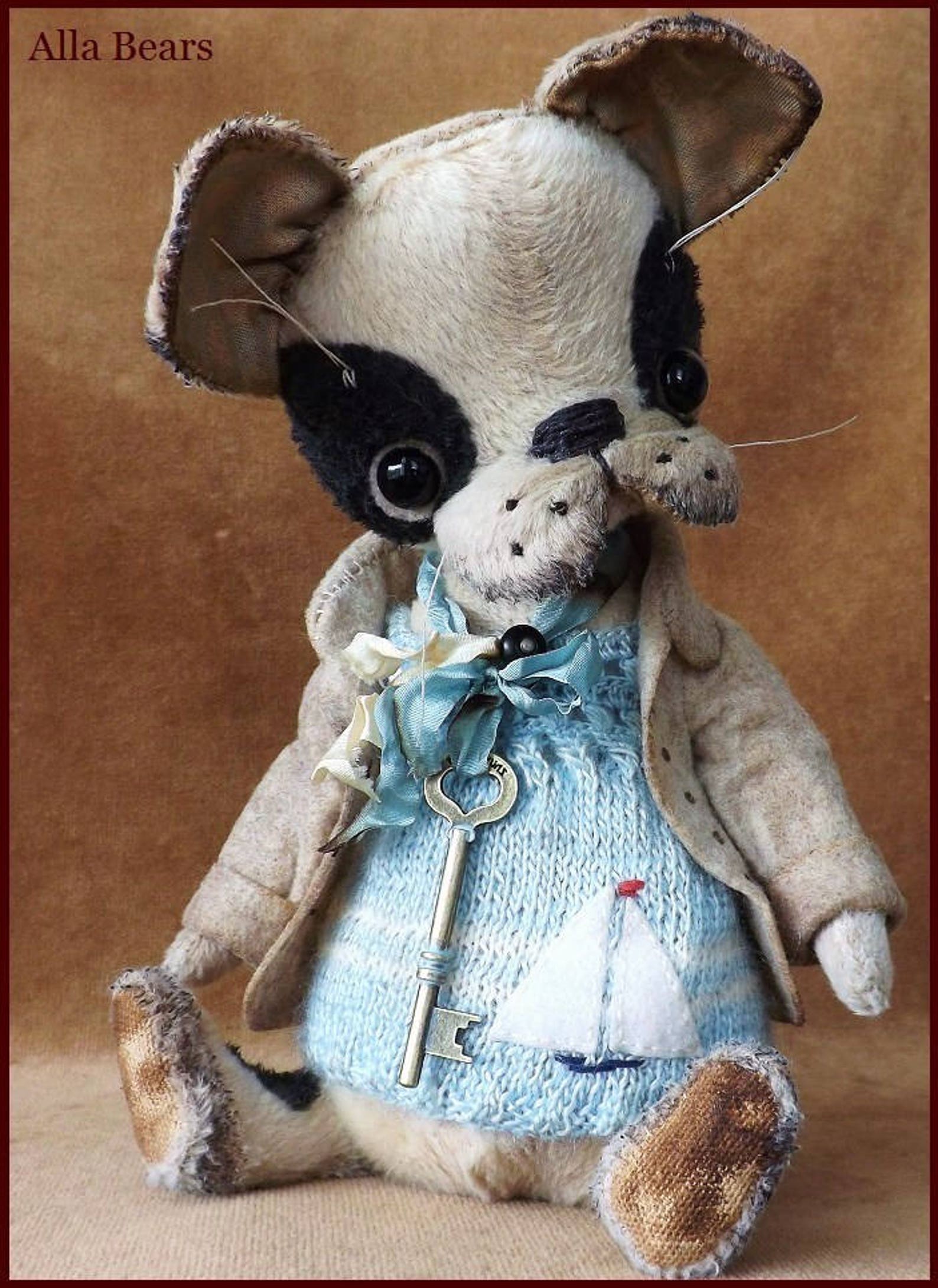 Alla Bears Original Artist OOAK Boston Terrier Bulldog Vintage Puppy ...