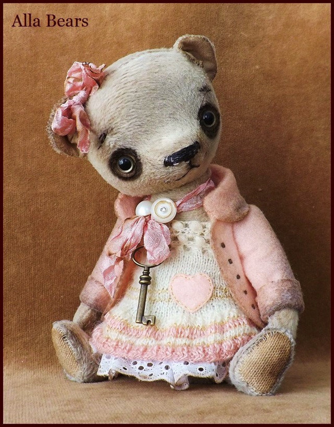 Alla Bears Original Artist My Heart Bear Art Doll Toy Vintage Antique ...