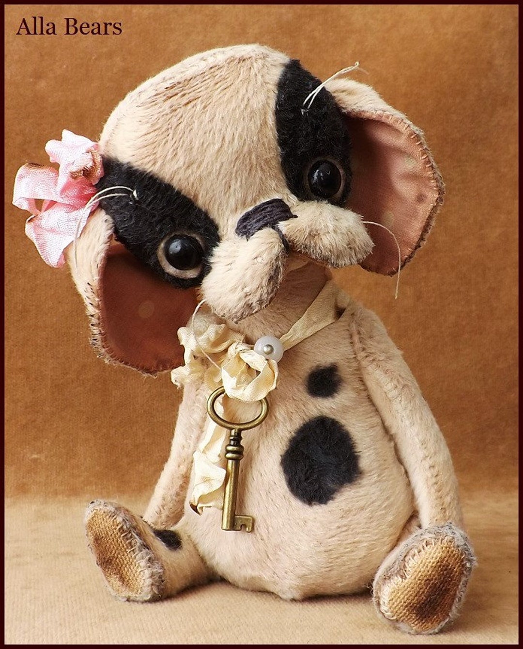 Alla Bears Original Artist Ooak Puppy Dog Boston Terrier Collectible ...