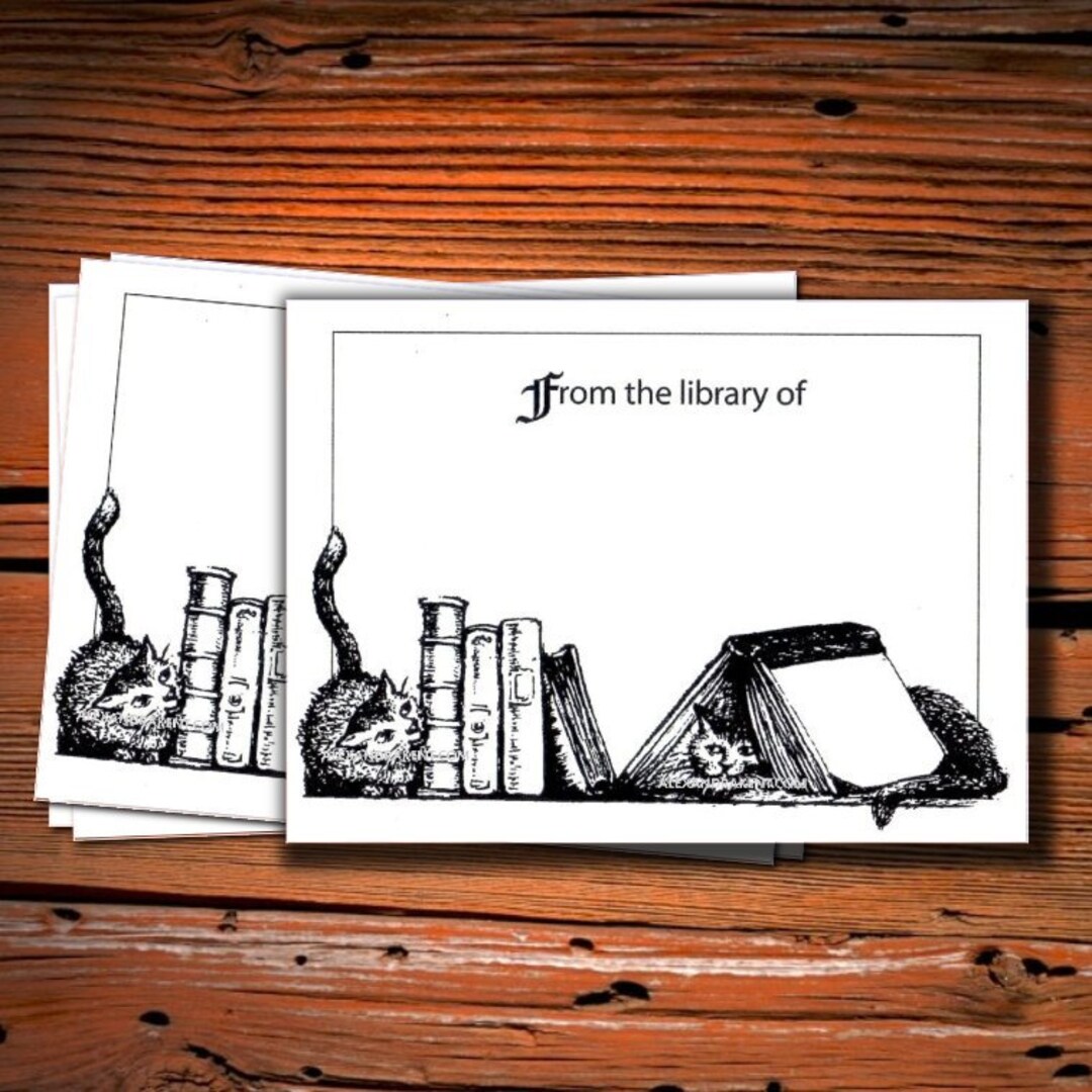 Cats Bookplate, Original Art by Alexandra Kent, New England - Etsy