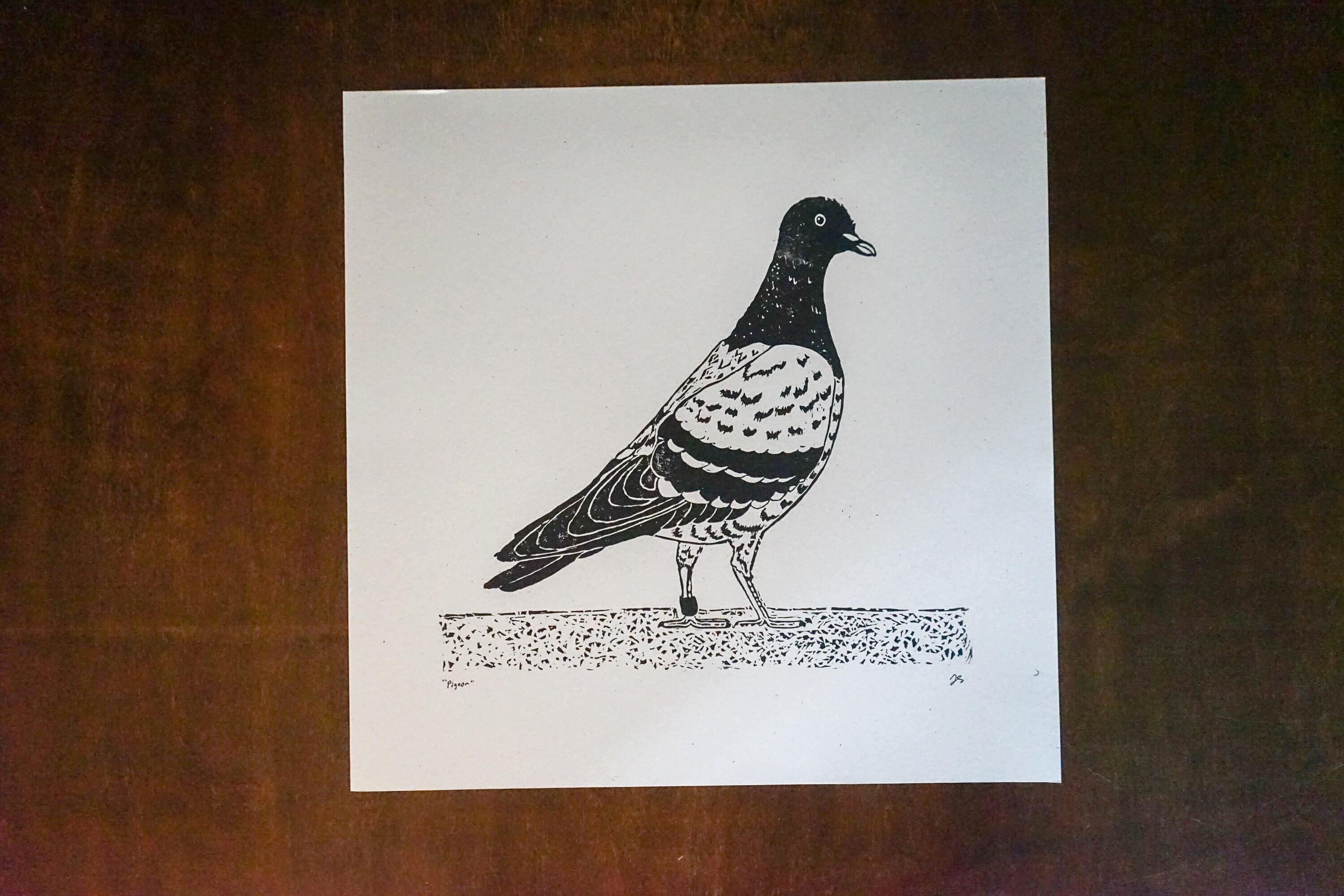 Rock Pigeon Linocut Print. Handmade Original Linocut Print on Artisanal ...