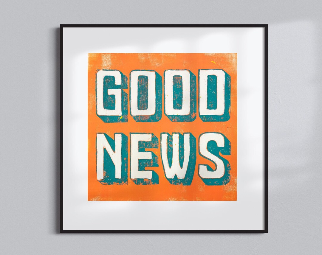 The Good News Print / Linocut Print - Etsy