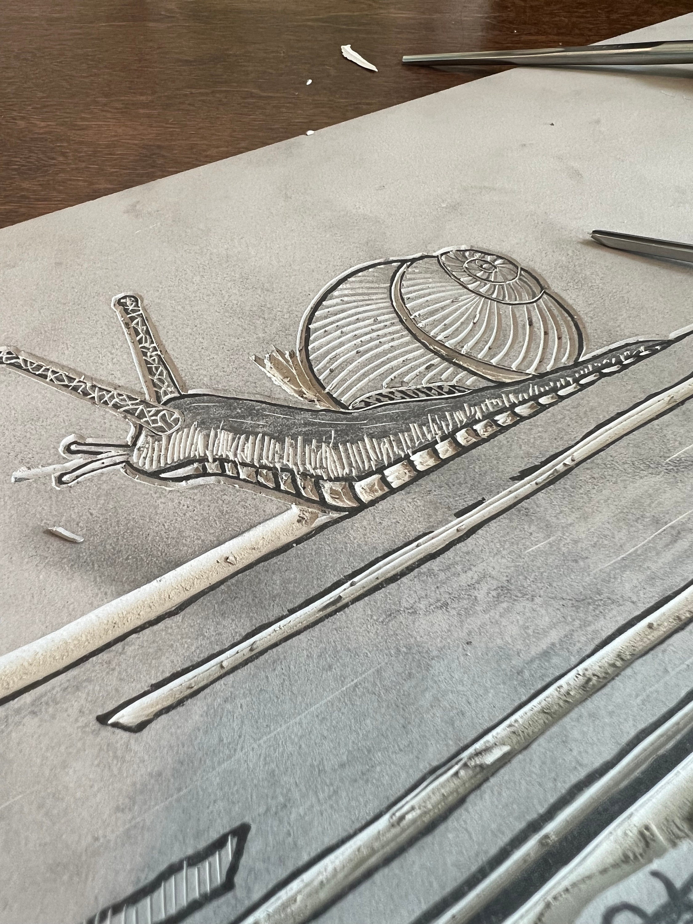 Snail Linocut Print - Etsy