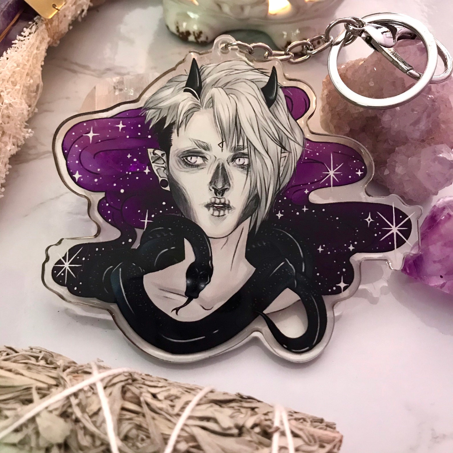 Oni Boy Double Sided 4 Keychain/charm Yokai Skull - Etsy