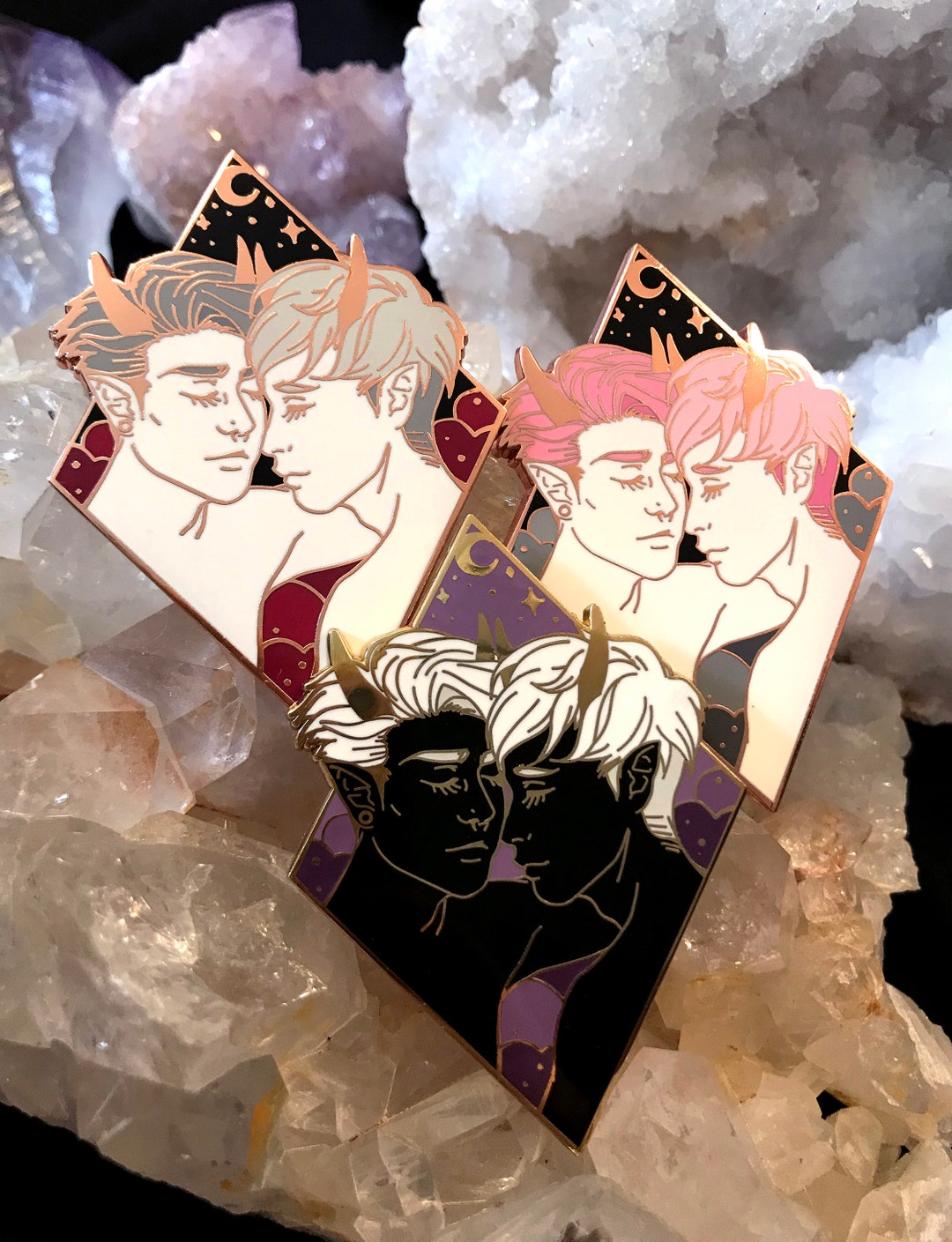 Oni Boy Couple Enamel Pin - 2.5 Inch Hard Lapel Pin - Etsy