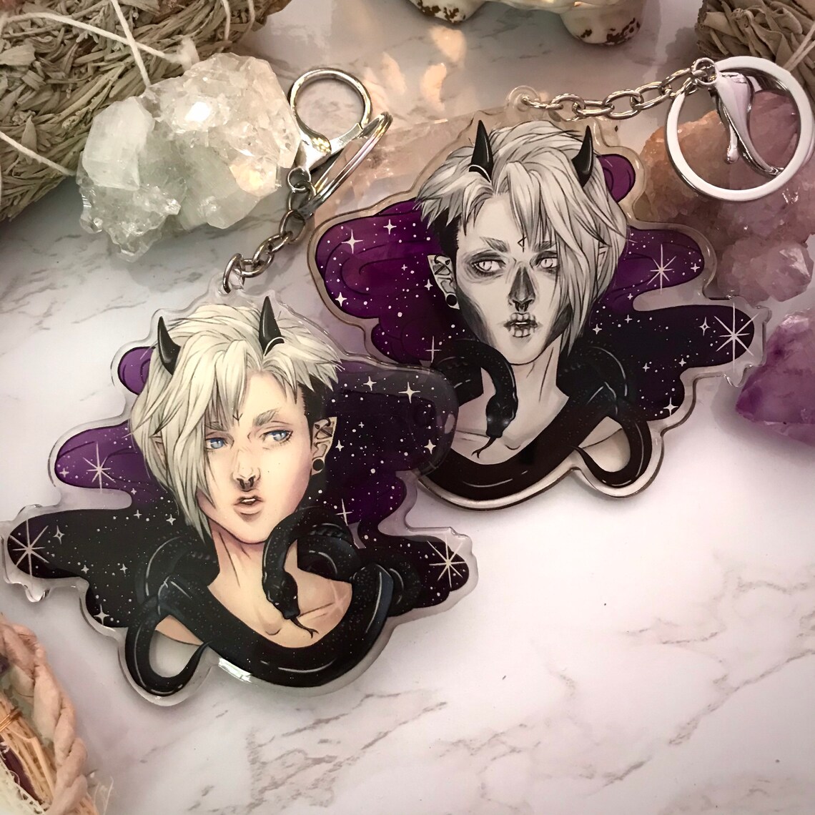 Oni Boy Double Sided 4 Keychain/charm Yokai Skull - Etsy