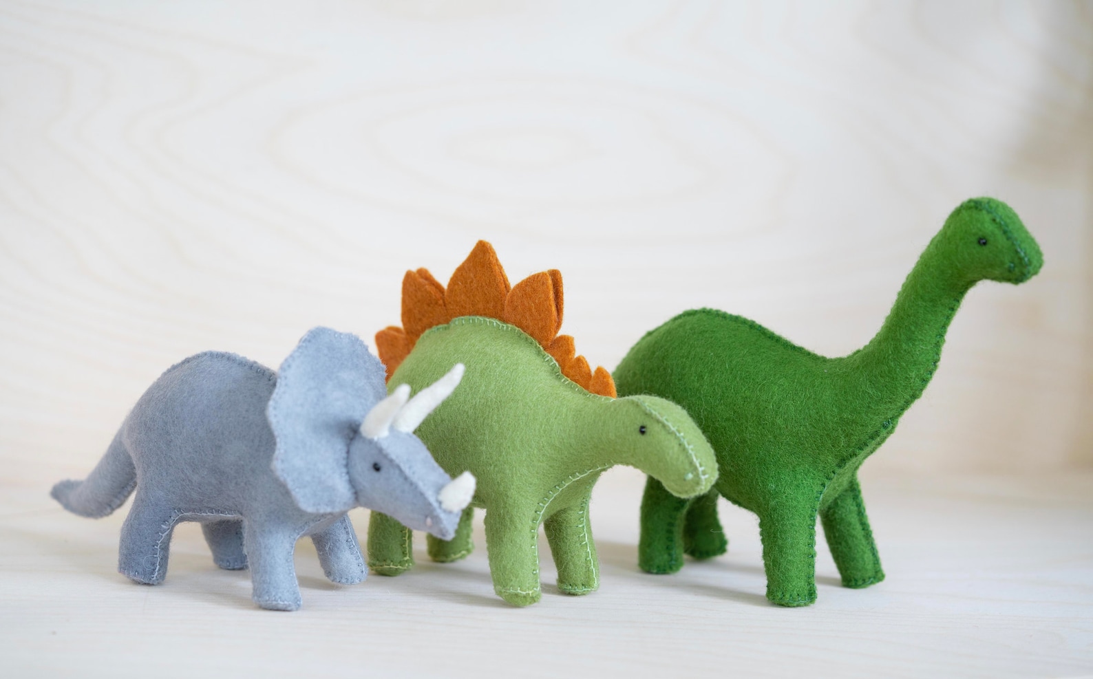 Felt Dinosaurs Complete Set of 3 Soft Toy Sculpture Sewing | Etsy